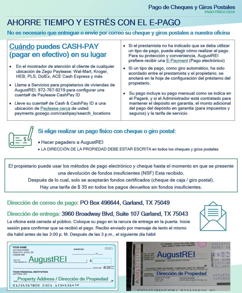 Opciones de Pago - August REI